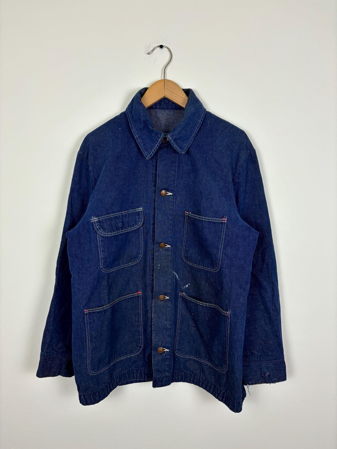 Vintage 1960s Wrangler Denim Jean Chore Coat Work Jacket Size 42 Large ...