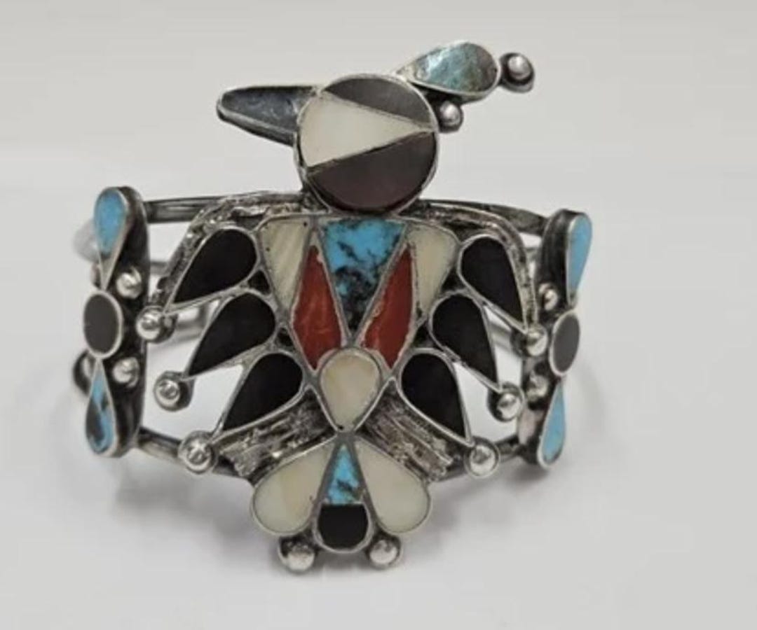 Vintage Zuni Native American Thunderbird Turquoise Cuff - Etsy