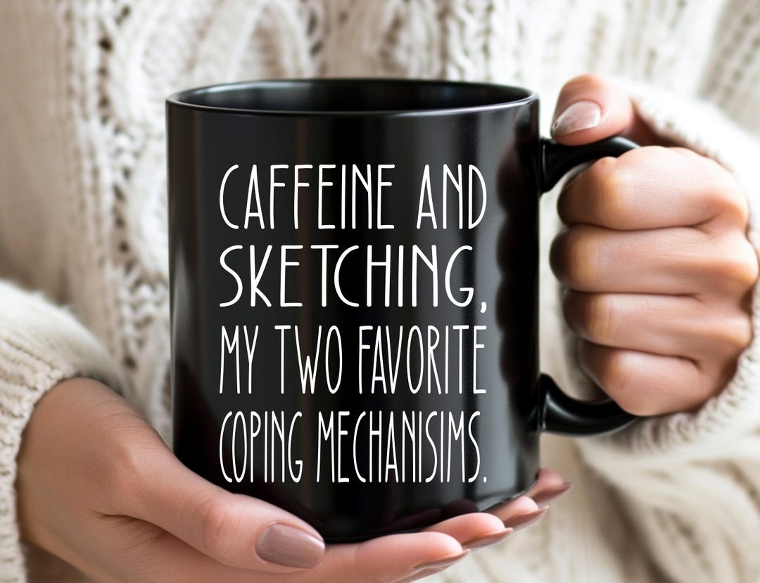 Sketching Coffee Mug, Coffee Lover Gift, Doodle Creator Mug, Coffee ...