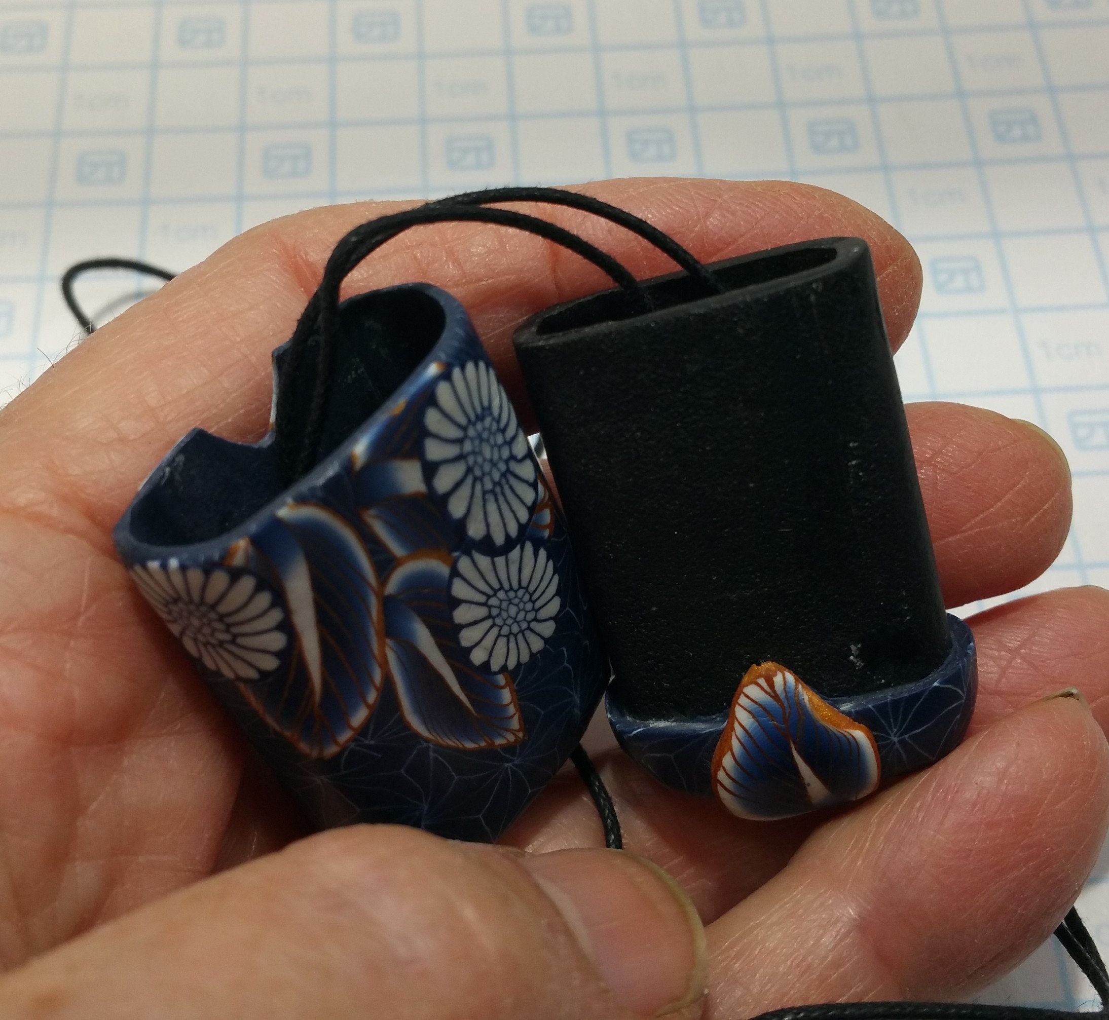 Indigo Kiku Inro Pendant - Etsy