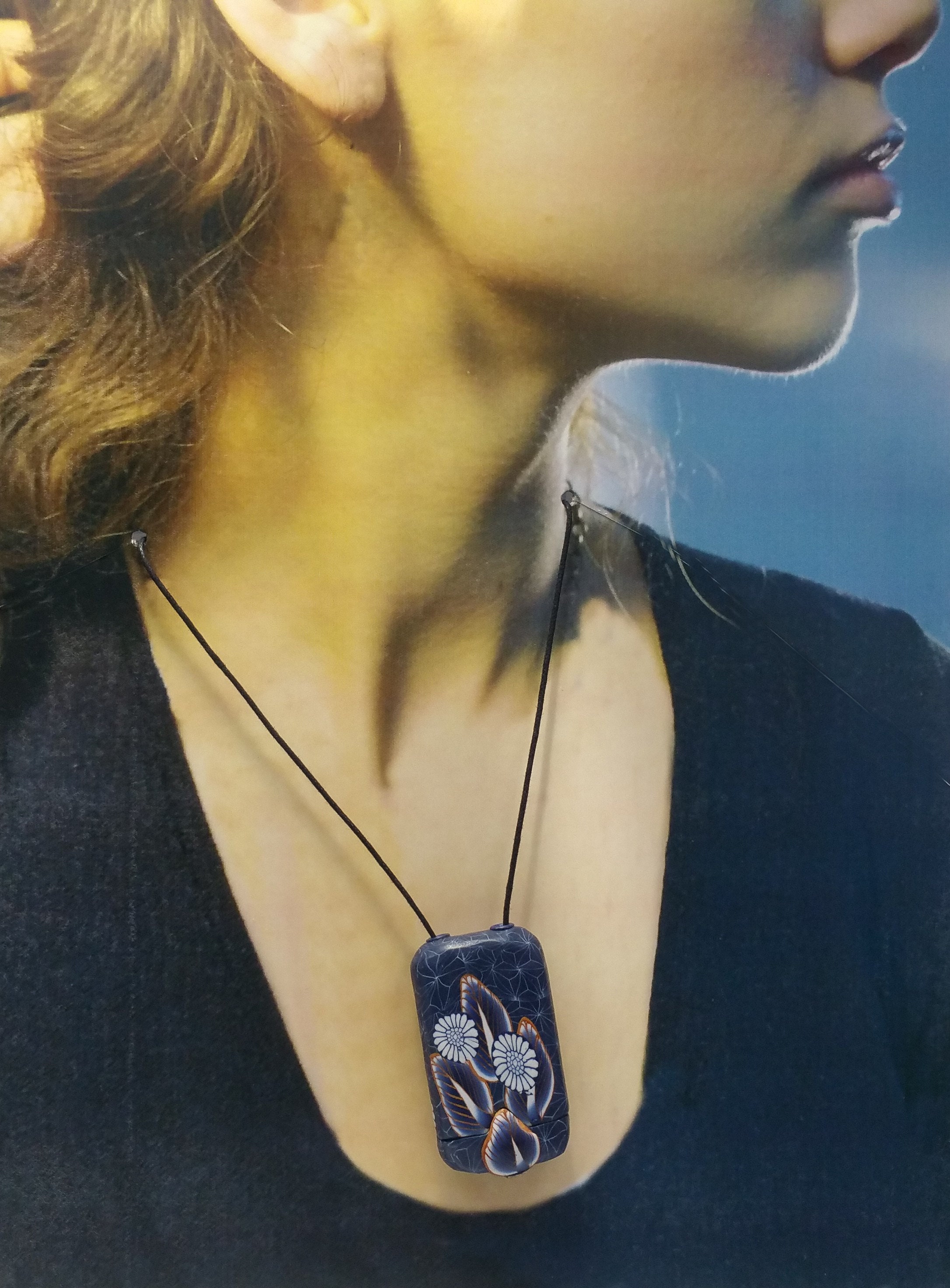 Indigo Kiku Inro Pendant - Etsy