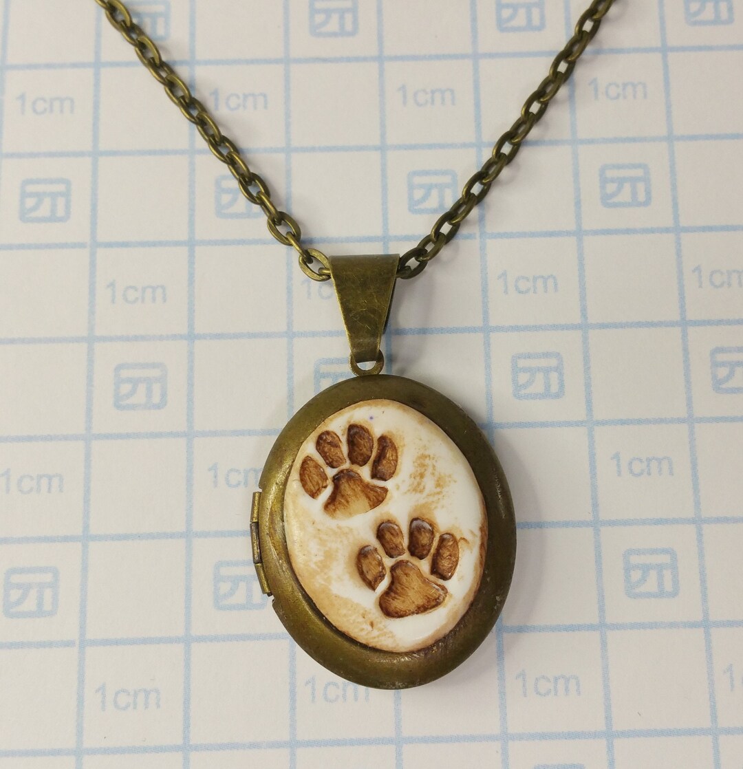 Locket - Oval Pet Paw Print - Etsy