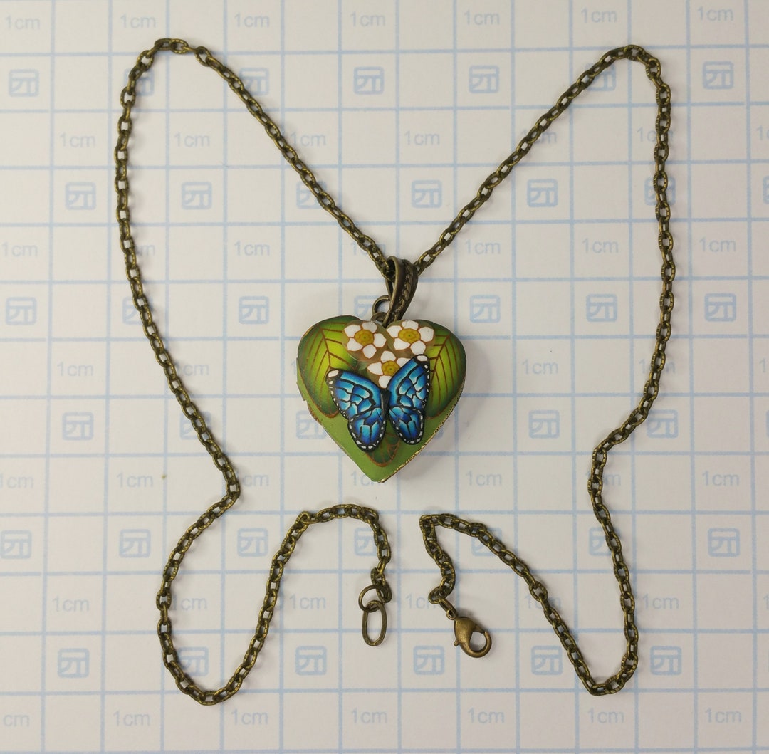 Locket - Two Picture With a Blue Butterfly - Etsy