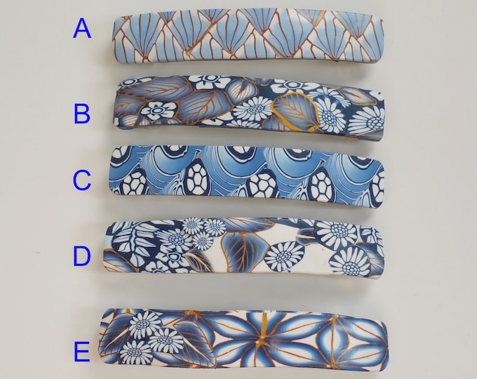 Polymer Clay Barrette -10 CM French Back Barrette Navy Variety - Etsy