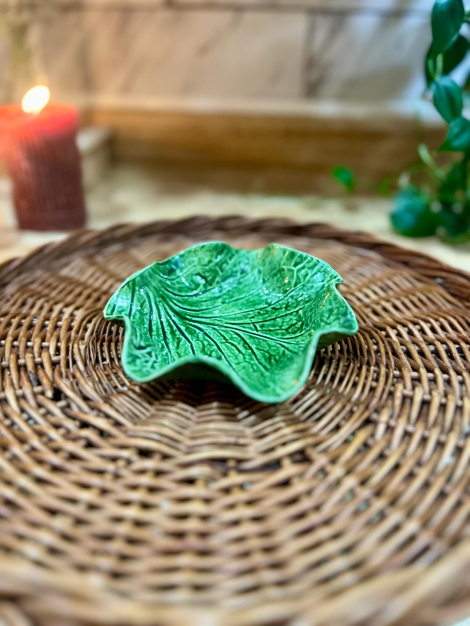 Vintage Pat Young Signed Handmade Cabbage Ware Leaf Dish Small Trinket ...