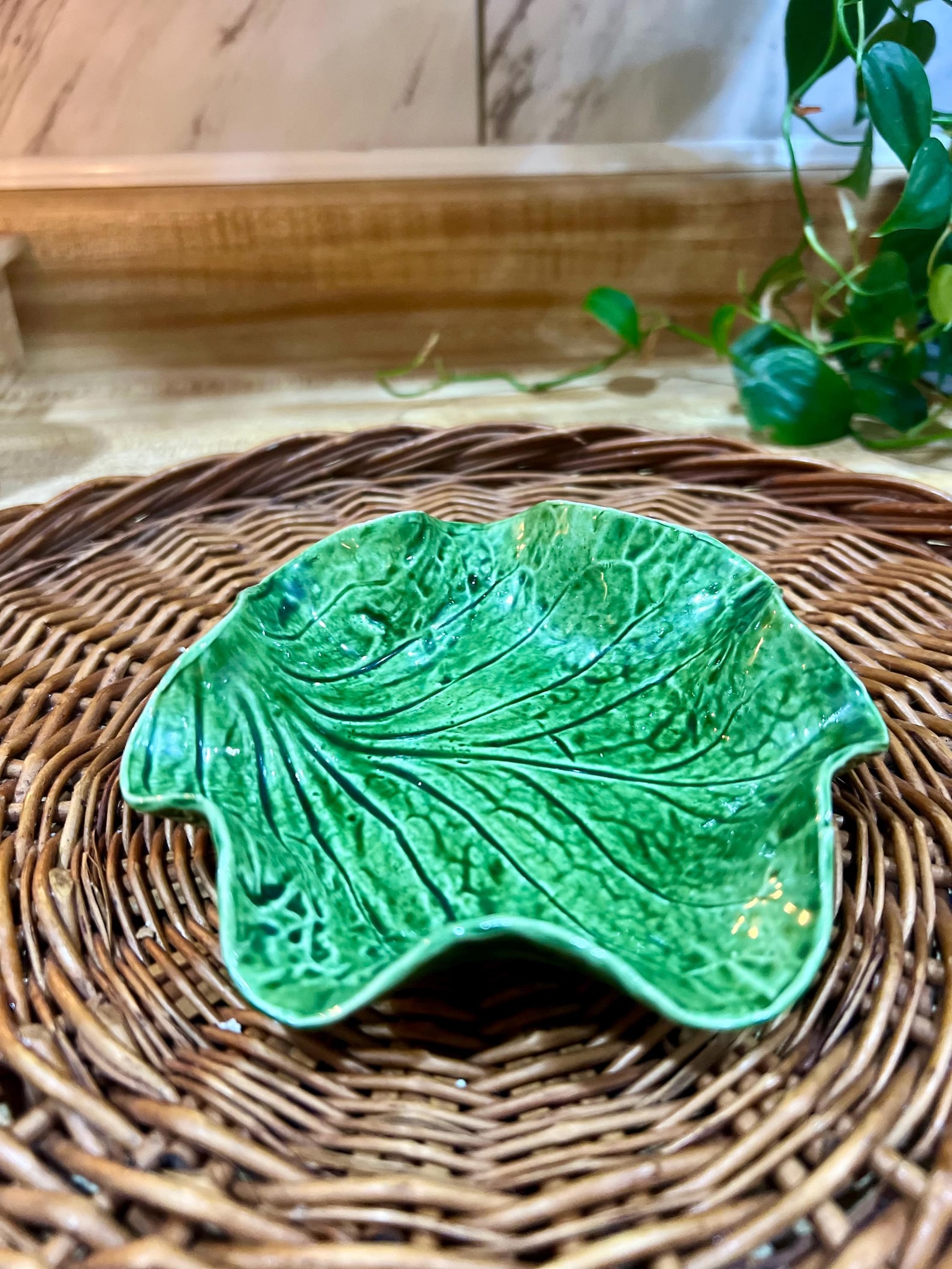 Vintage Pat Young Signed Handmade Cabbage Ware Leaf Dish Small Trinket ...