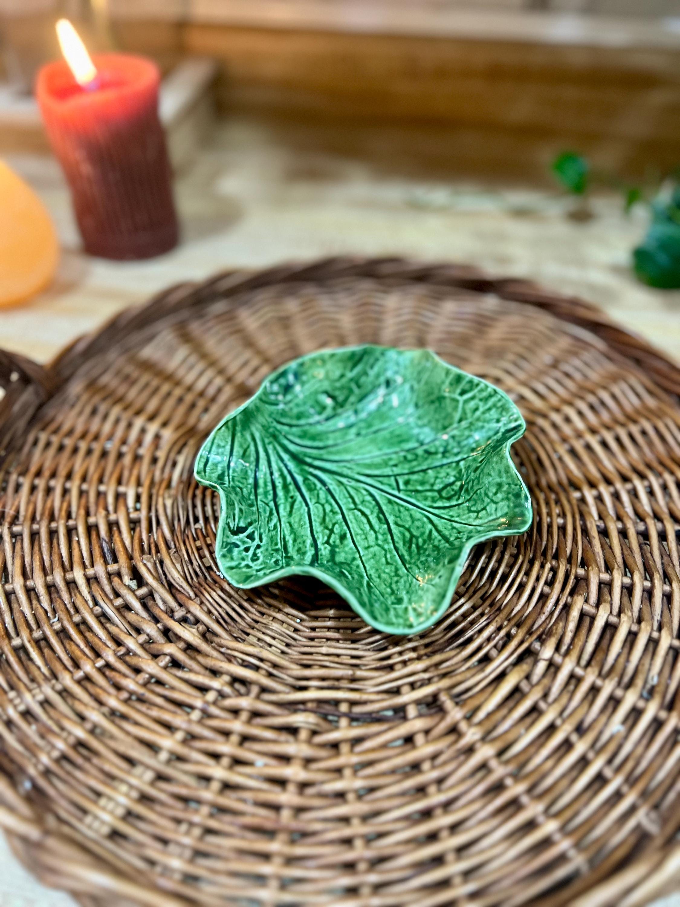 Vintage Pat Young Signed Handmade Cabbage Ware Leaf Dish Small Trinket ...