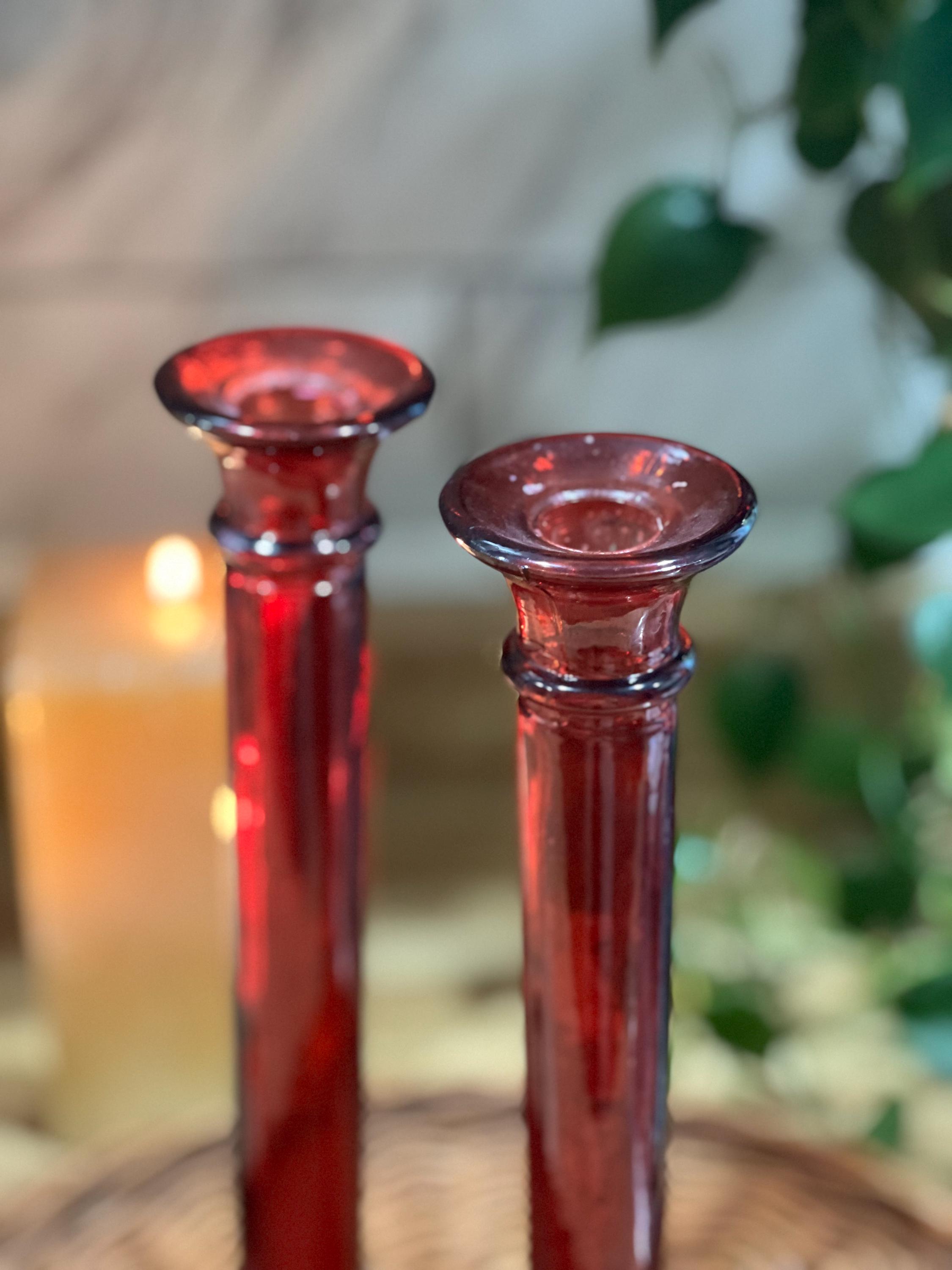 Vintage Indiana Glass Company Ruby Red Flash Glass Candle Holder ...