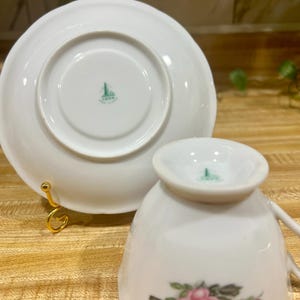 Vintage Tea Cup and Saucer China White With Pink Roses Cottage Core Tea ...