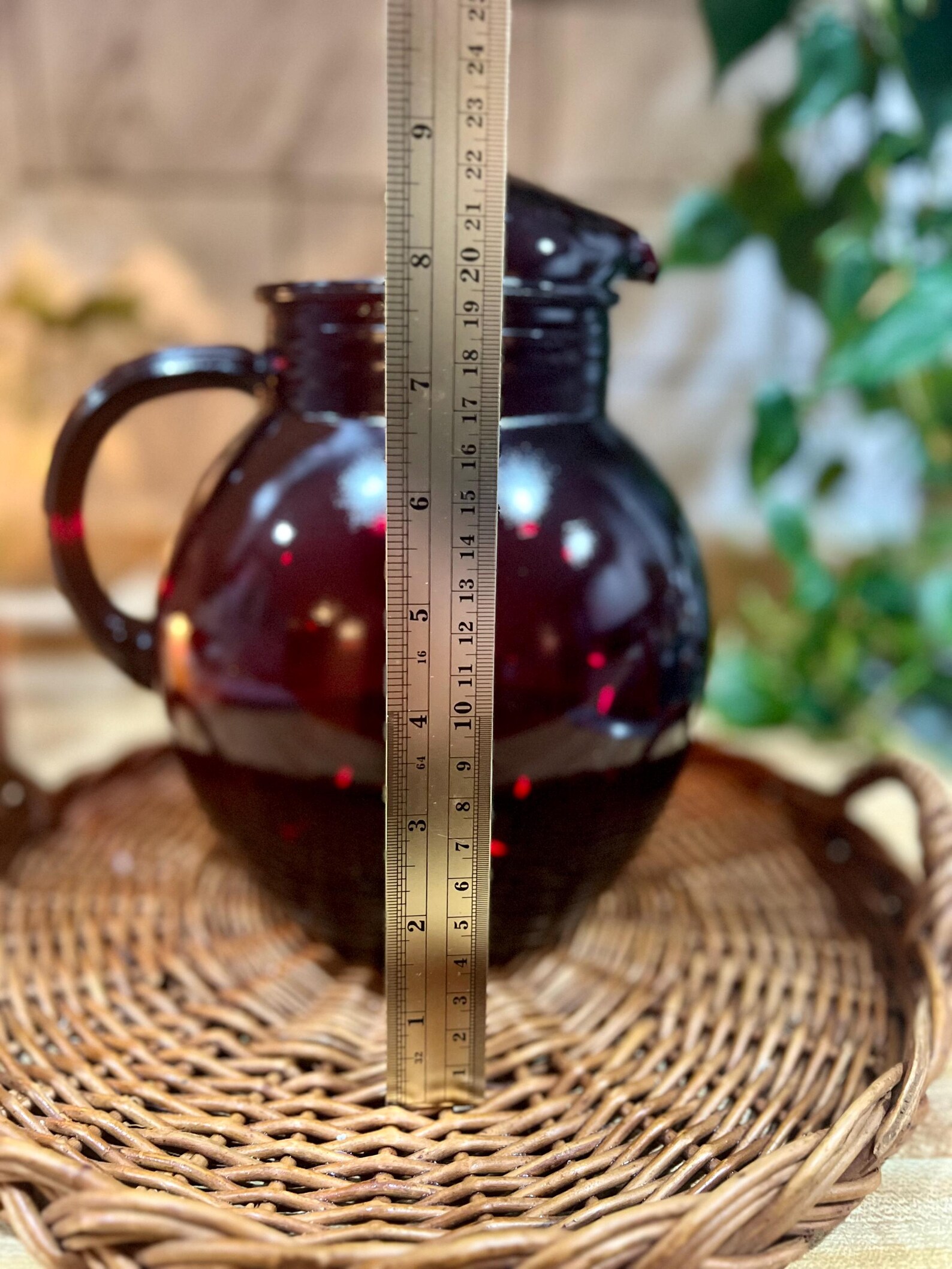 Vintage Anchor Hocking Ruby Red Glass Water Jug Iced Tea Pitcher 96oz ...