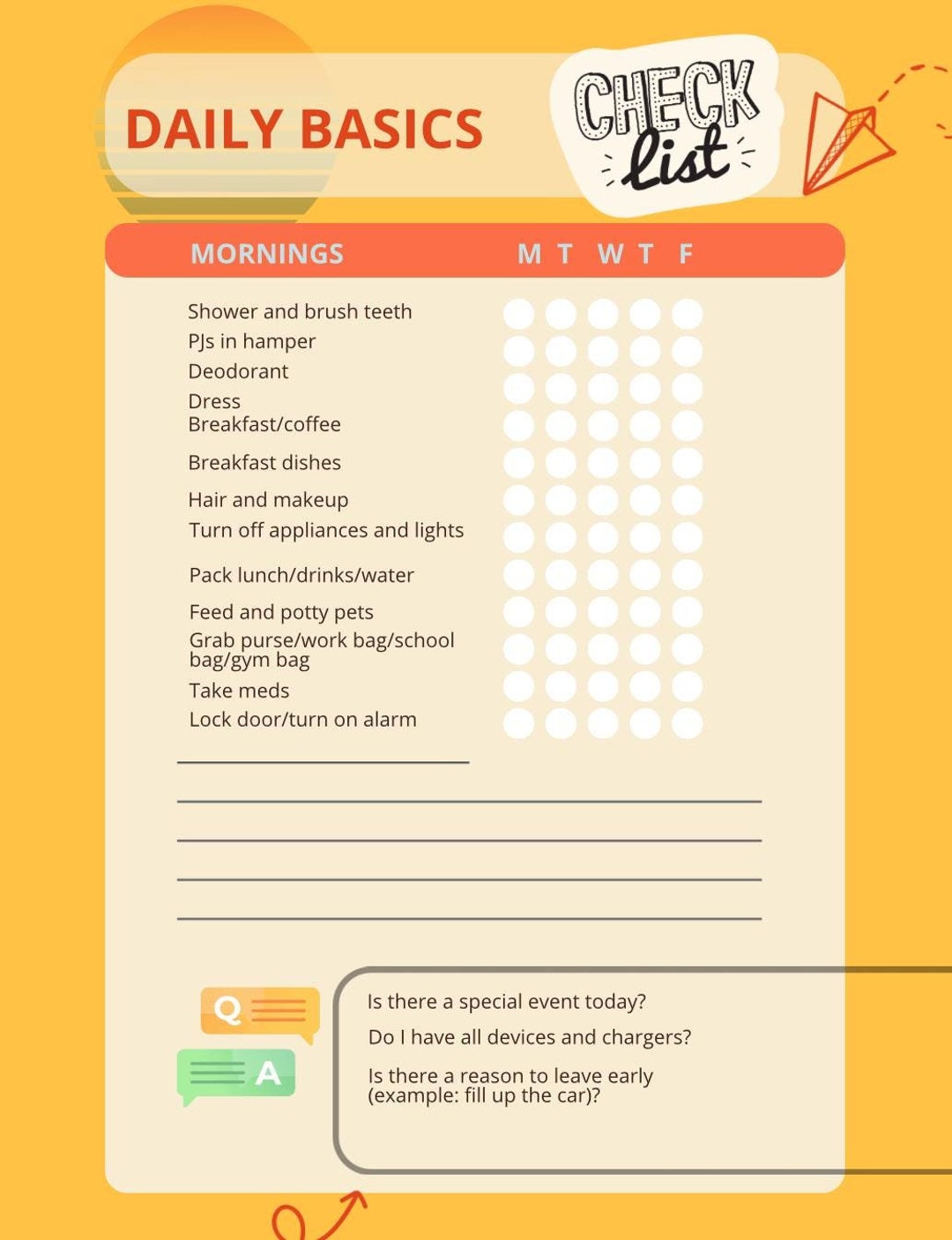 Printable Morning Focus Checklist for Executive Function Support ...