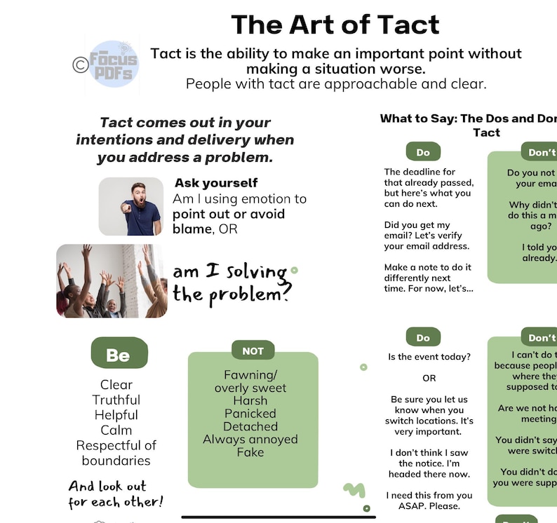 The Art of Tact Dos and Dont’s Infographic Printable PDF - Etsy