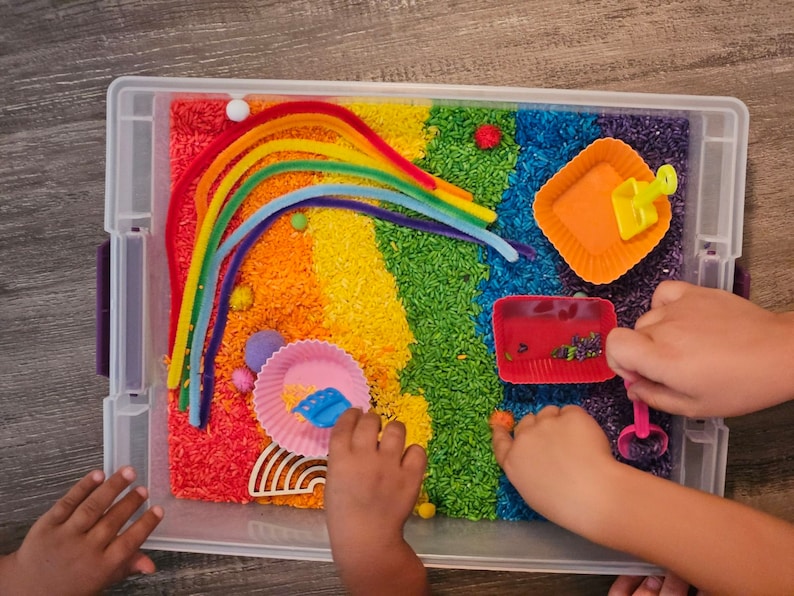 Rainbow Rice Sensory Bin, God's Promise, Memory Verse, Scripture-based ...