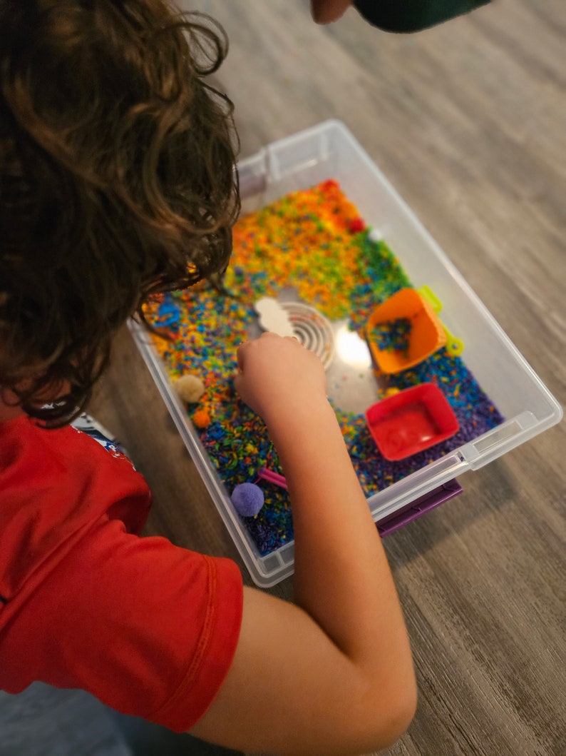 Rainbow Rice Sensory Bin, God's Promise, Memory Verse, Scripture-based ...