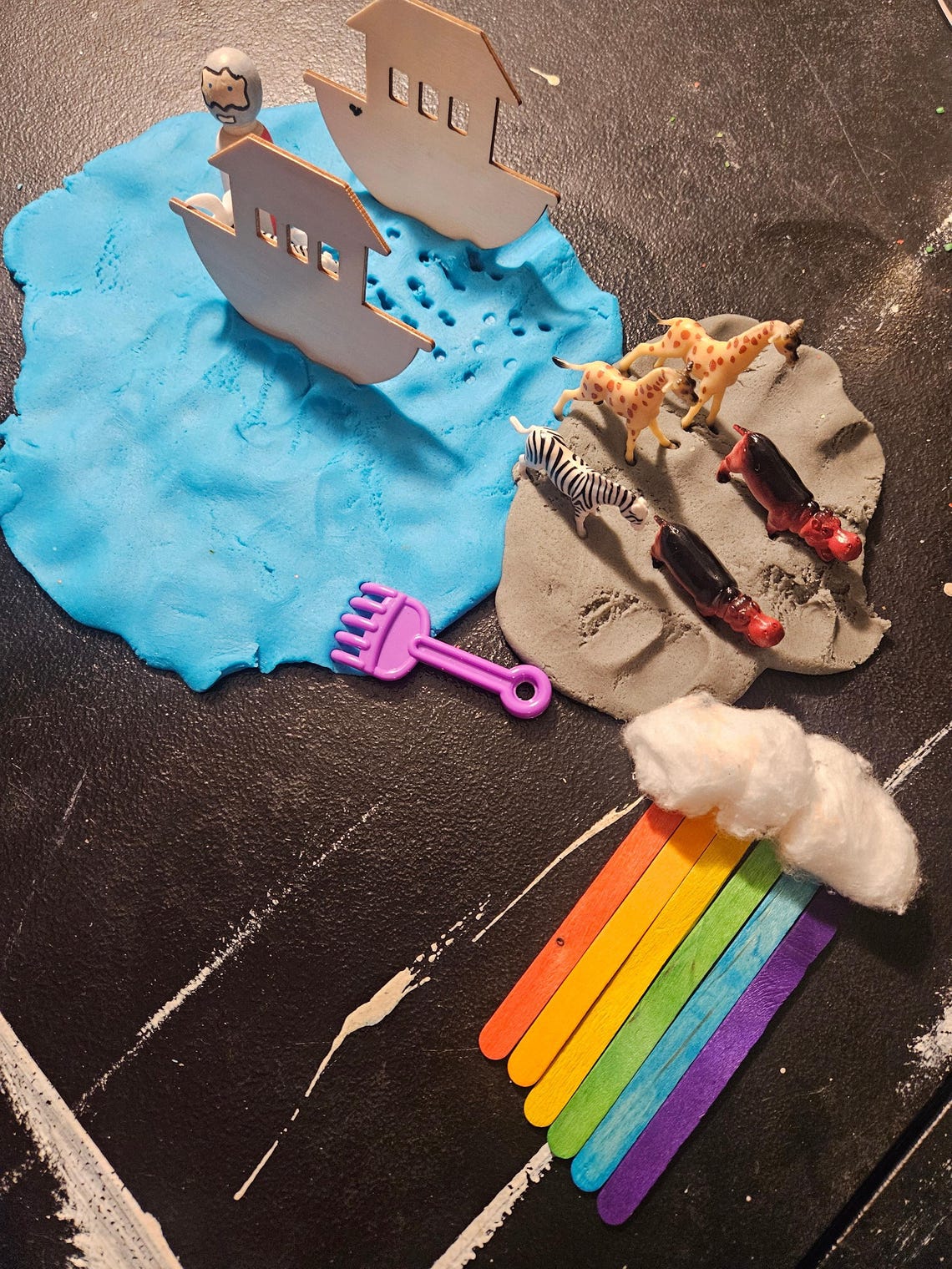 Noah and the Ark, Bible Story, Playdough Kit, Travel Kit, Teaching the ...