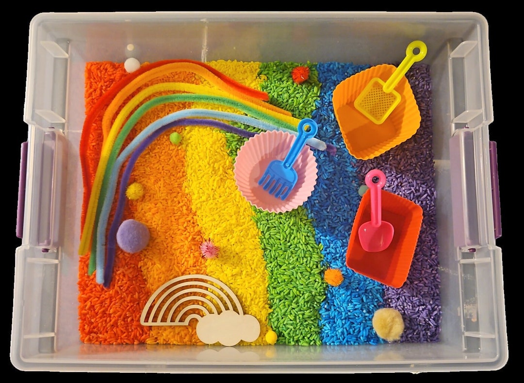 Rainbow Rice Sensory Bin, God's Promise, Memory Verse, Scripture-based ...