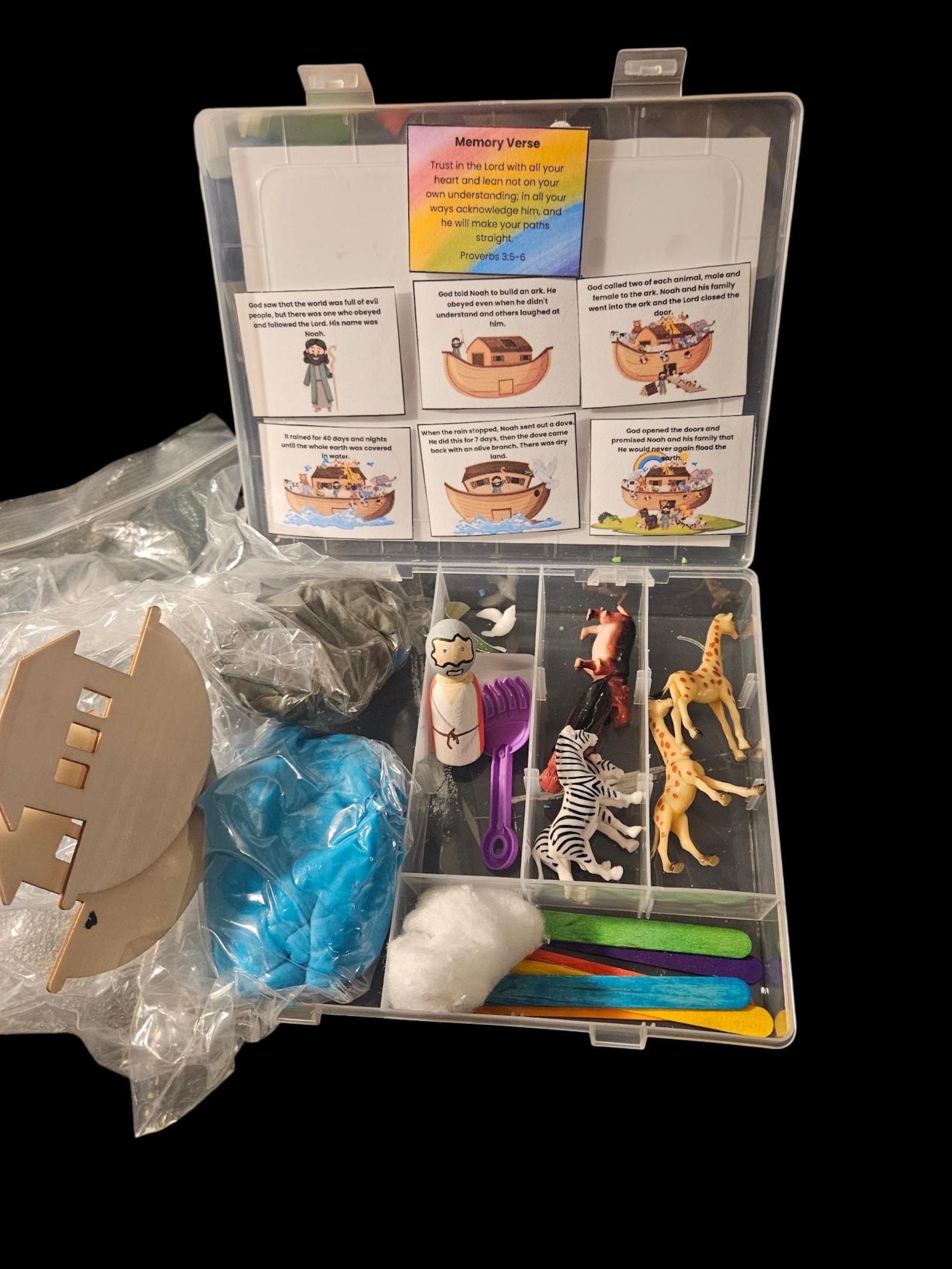 Noah and the Ark, Bible Story, Playdough Kit, Travel Kit, Teaching the ...