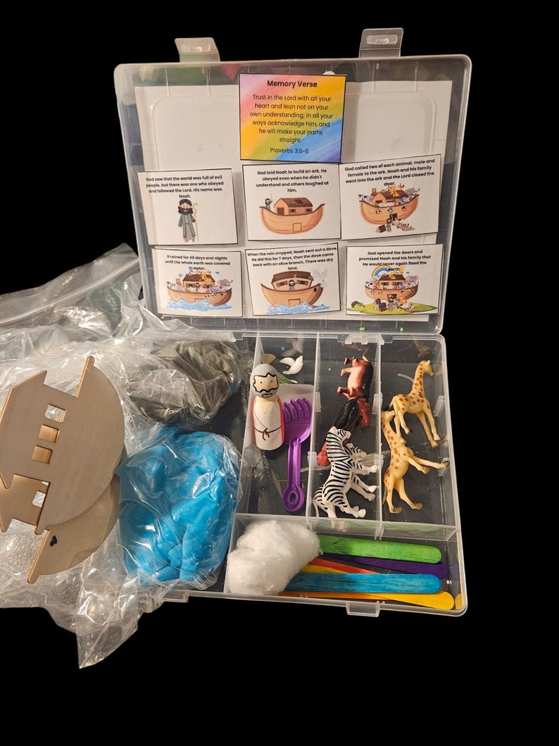 Noah and the Ark, Bible Story, Playdough Kit, Travel Kit, Teaching the ...