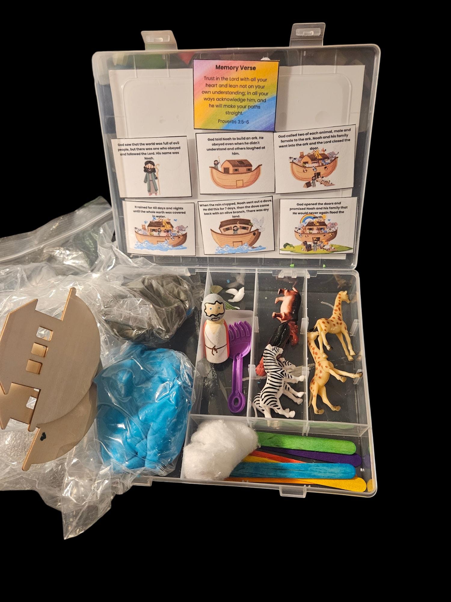 Noah and the Ark, Bible Story, Playdough Kit, Travel Kit, Teaching the ...