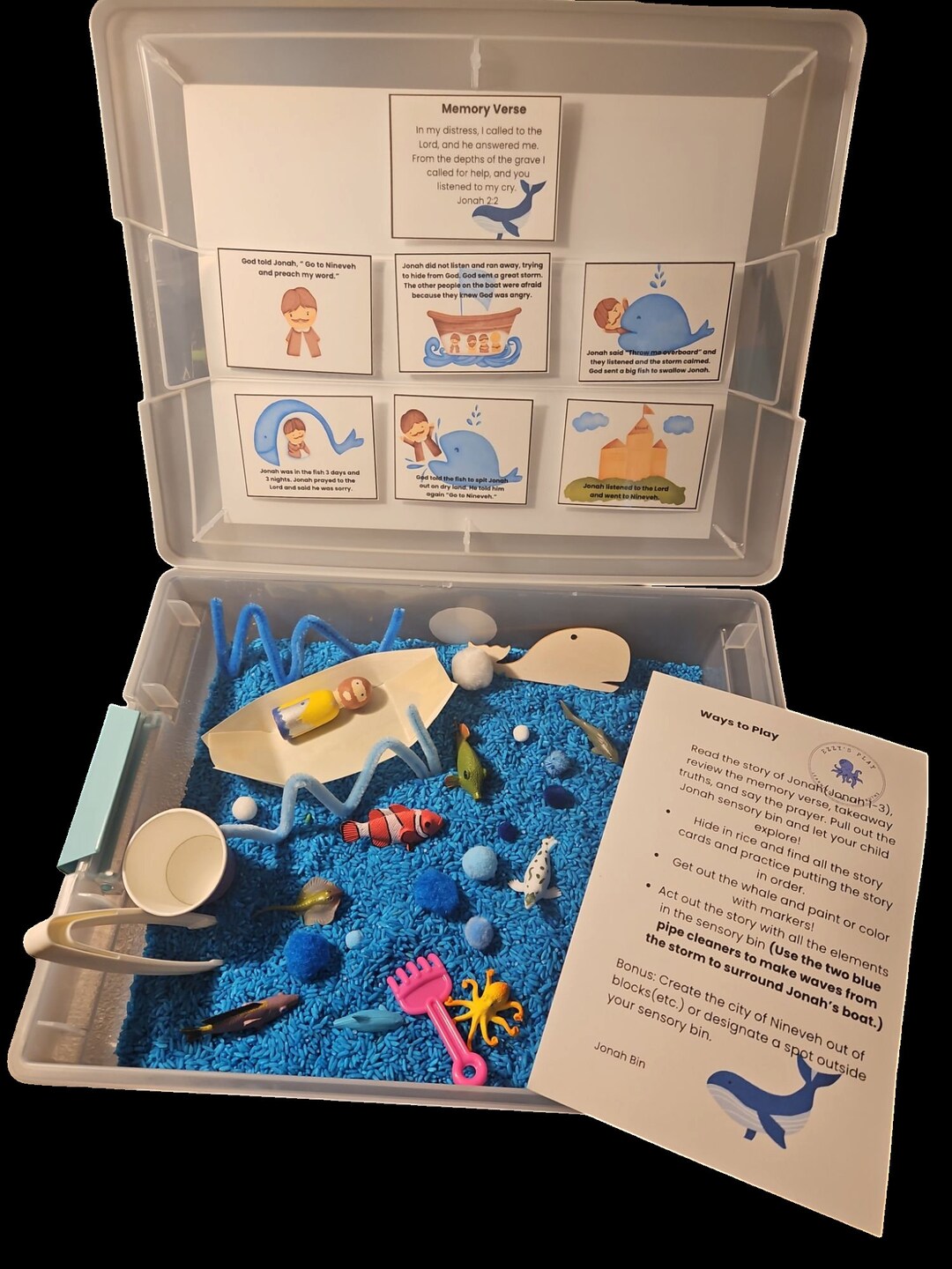 Jonah and the Whale Sensory Bin, Jonah and the Fish Sensory Kit, Bible ...