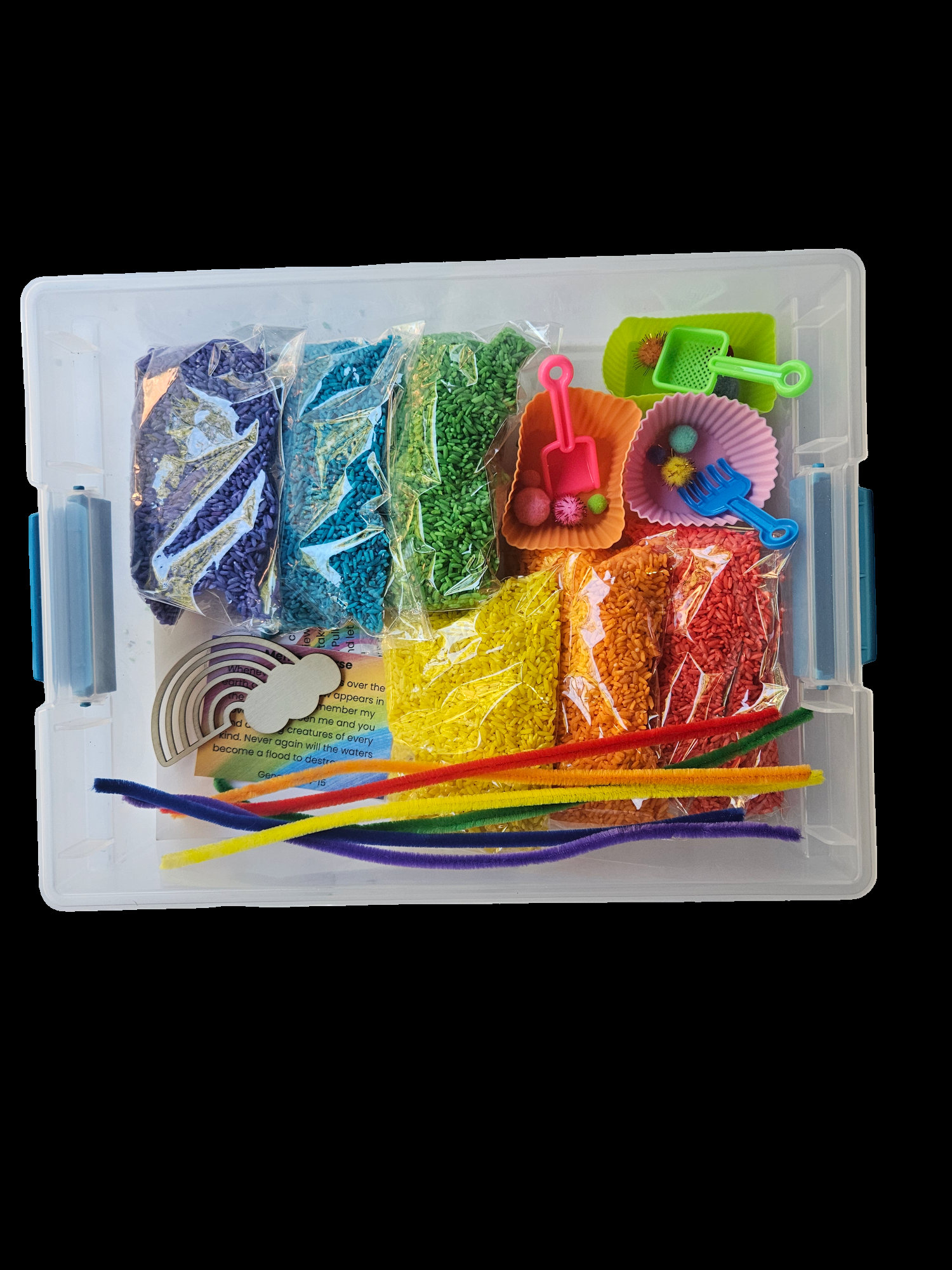 Rainbow Rice Sensory Bin, God's Promise, Memory Verse, Scripture-based ...