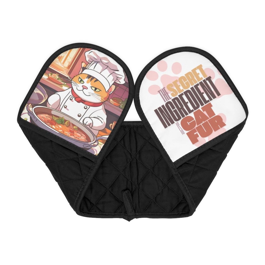 Funny Cat Fur Secret Ingredient Oven Mitts, Kitchen Gloves, Cat Lover ...