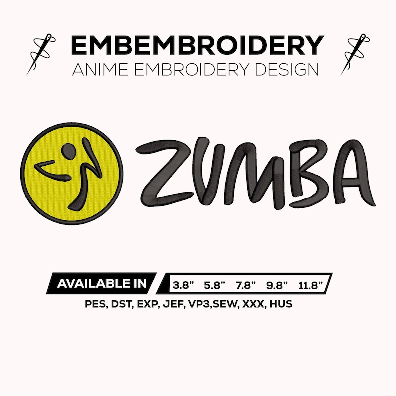 Zumba Logo for Embroidery Machine, Zumba Machine Embroidery Design ...