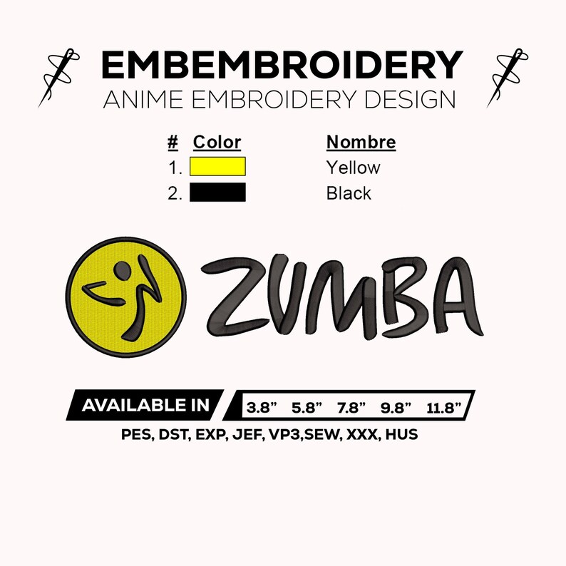 Zumba Logo for Embroidery Machine, Zumba Machine Embroidery Design ...