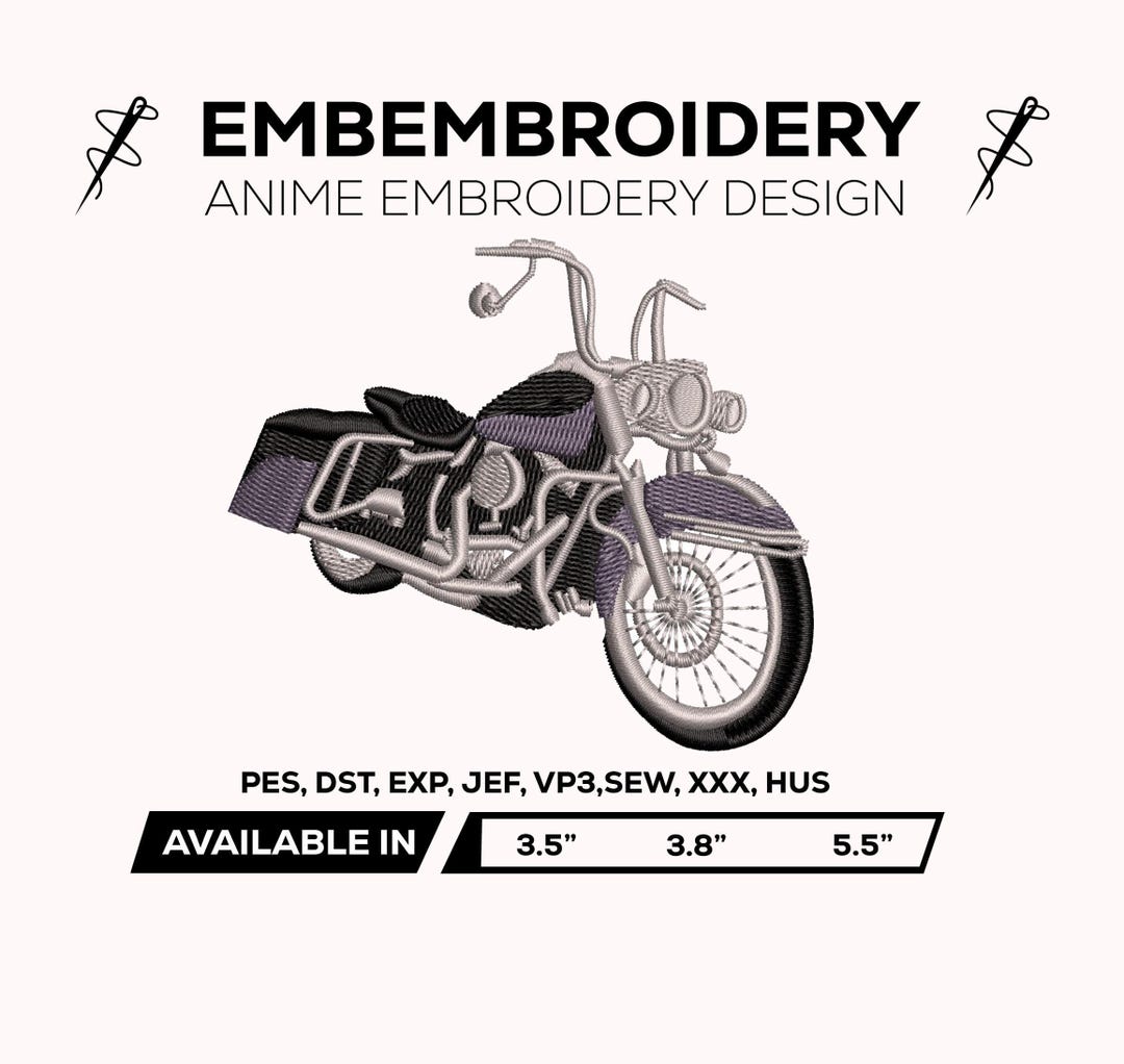 Motorcycle Machine Embroidery Design. 3 Sizes. Motorcycle Embroidery ...