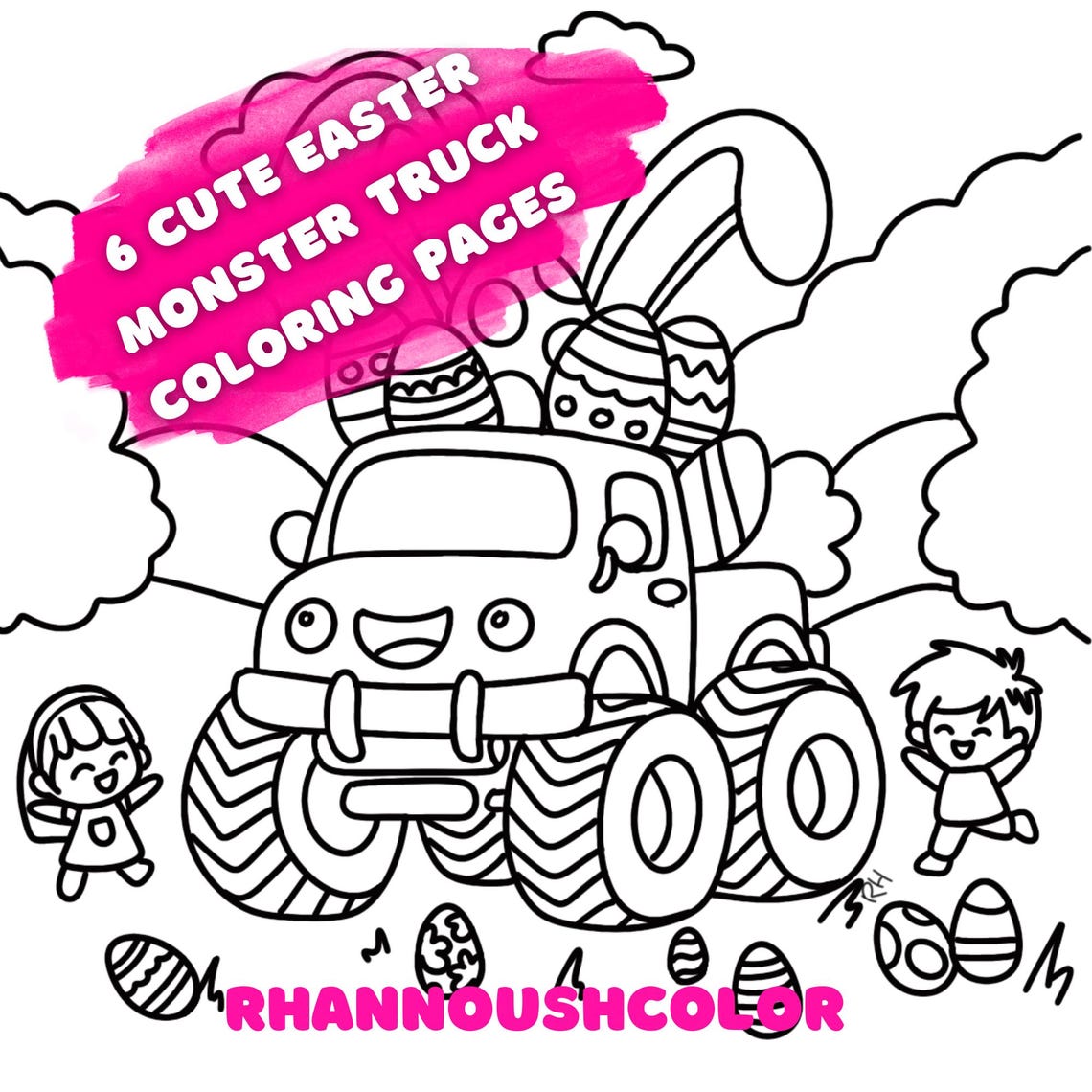 EASTER MONSTER TRUCK Coloring Pages for Boys for Kids Coloring Pages ...