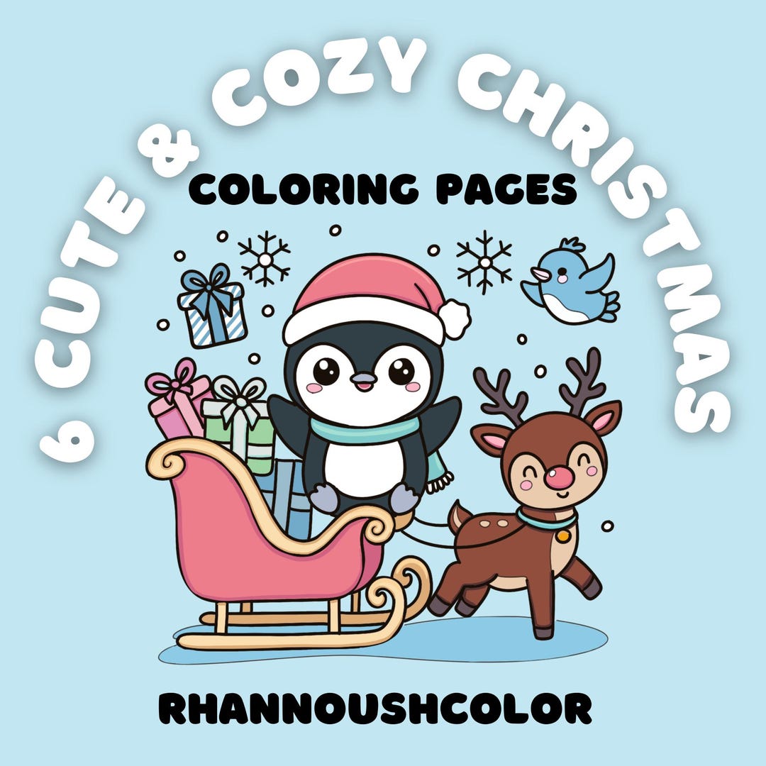Cozy Christmas Friends Coloring Pages Printable Instant Download Animal ...