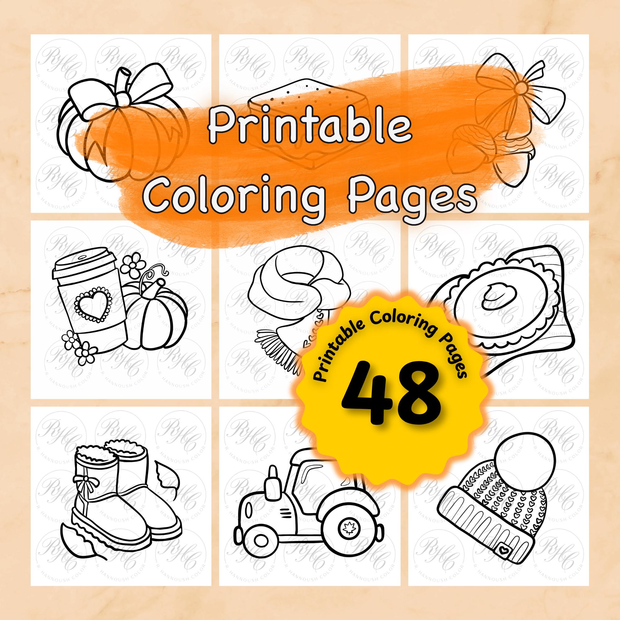 48 Fall Bold and Easy Coloring Pages Super Cute Instant Download and ...