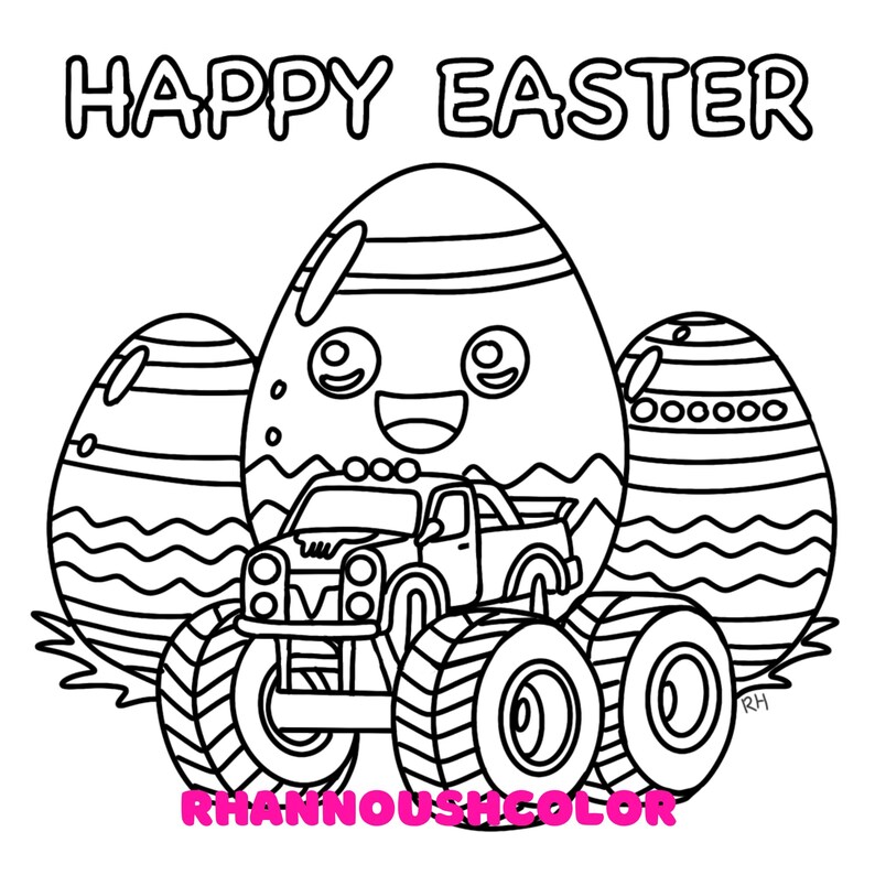 EASTER MONSTER TRUCK Coloring Pages for Boys for Kids Coloring Pages ...