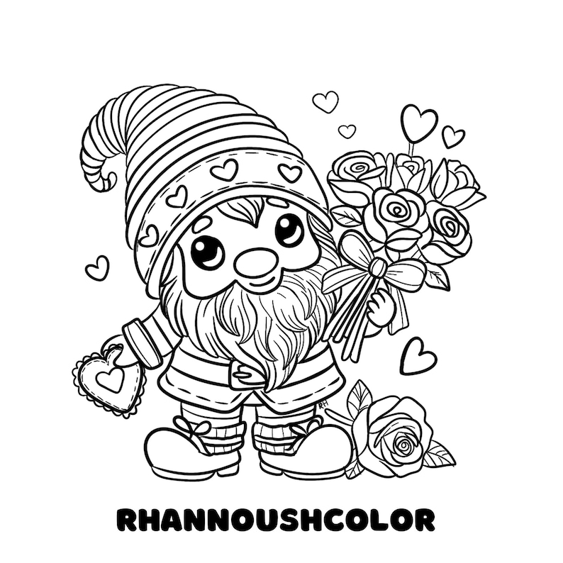 GNOME Valentine Coloring Pages for Adults for Women Printable 6 Bold ...