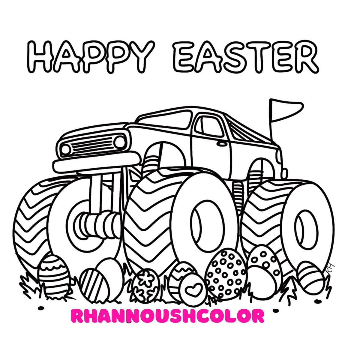 EASTER MONSTER TRUCK Coloring Pages for Boys for Kids Coloring Pages ...