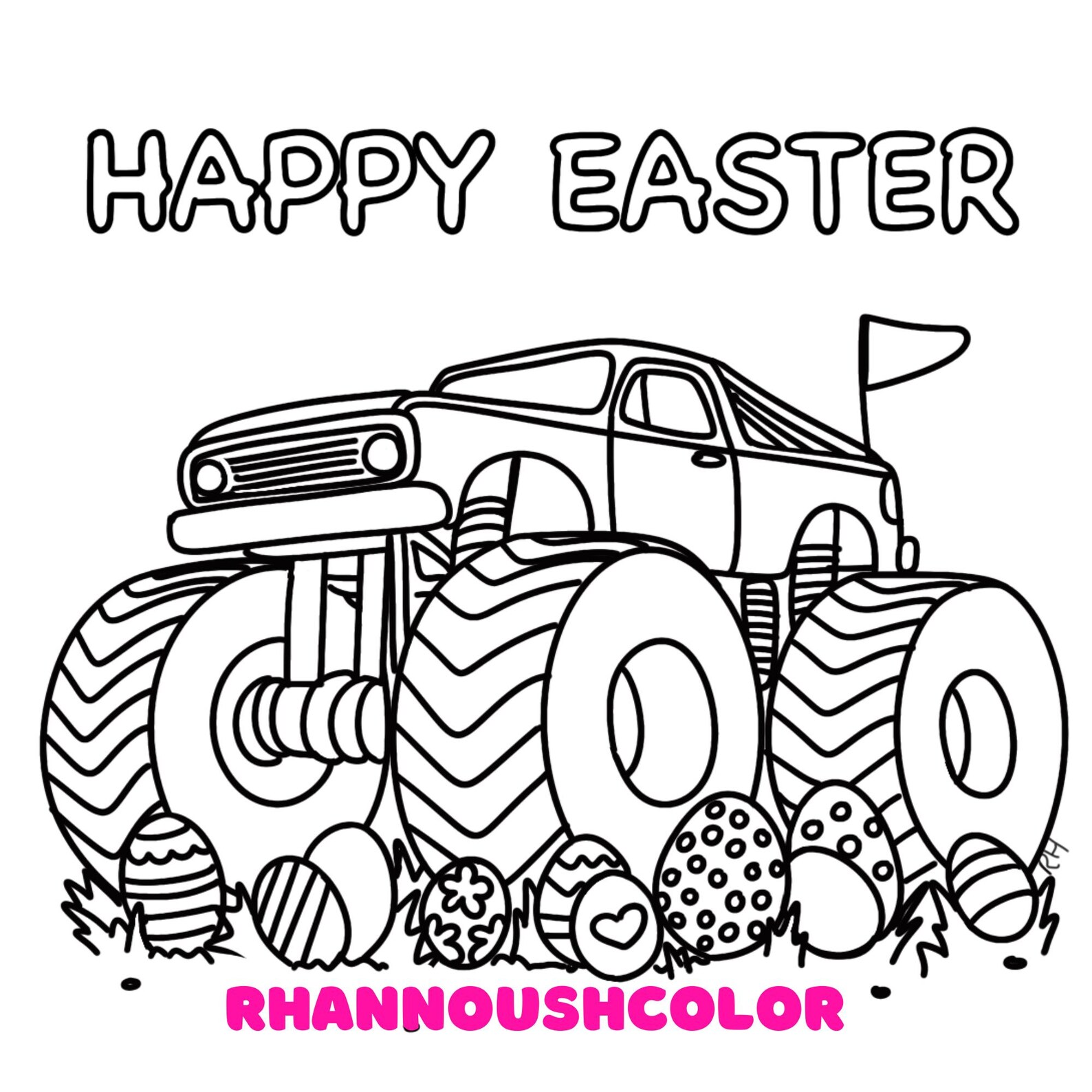 EASTER MONSTER TRUCK Coloring Pages for Boys for Kids Coloring Pages ...