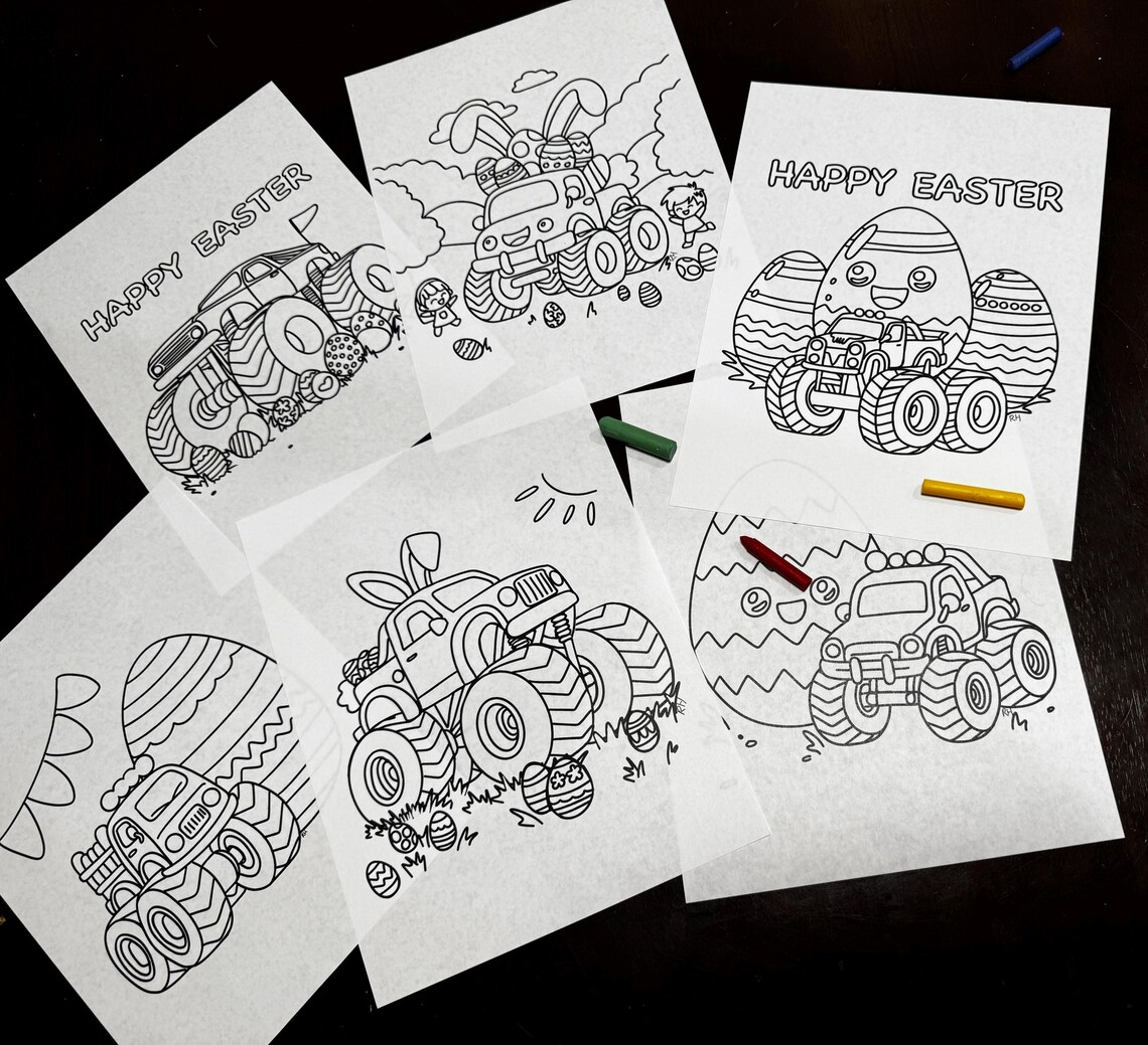 EASTER MONSTER TRUCK Coloring Pages for Boys for Kids Coloring Pages ...