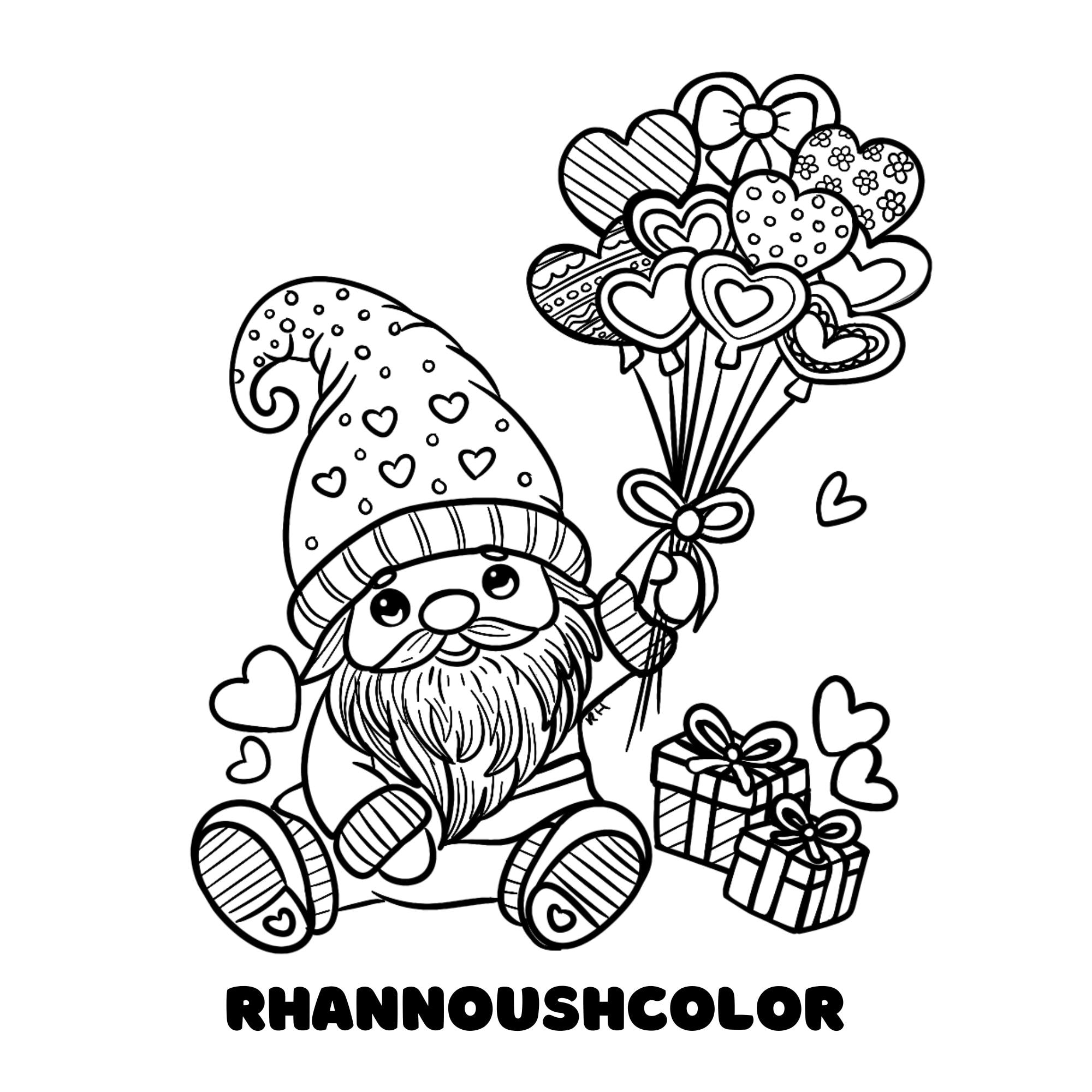 GNOME Valentine Coloring Pages for Adults for Women Printable 6 Bold ...