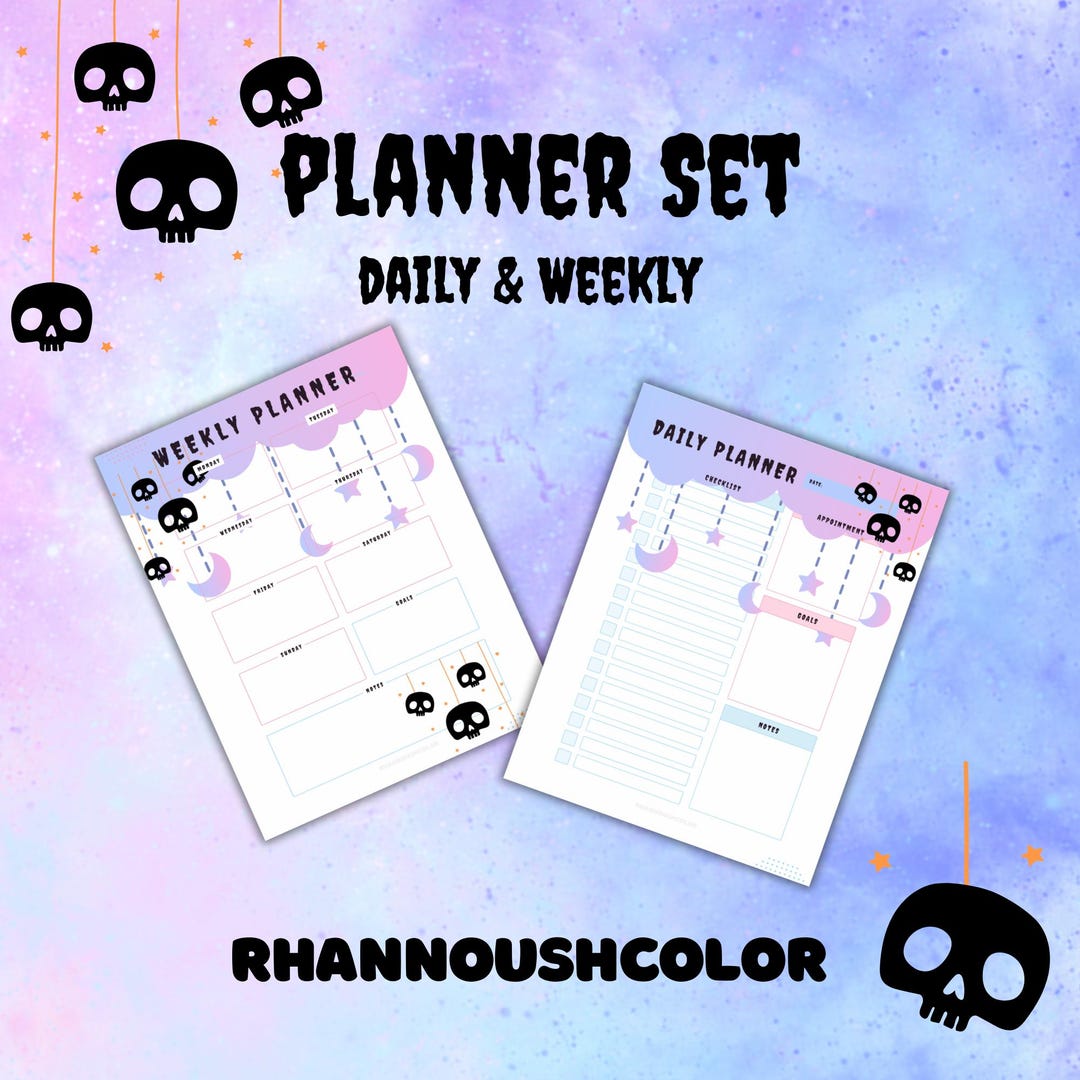Spooky Daily Planner & Weekly Planner | Spooky Summer Planner | Goth ...