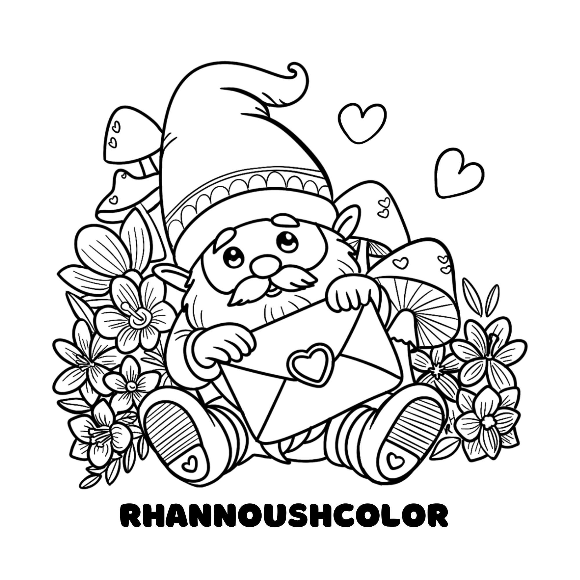 GNOME Valentine Coloring Pages for Adults for Women Printable 6 Bold ...