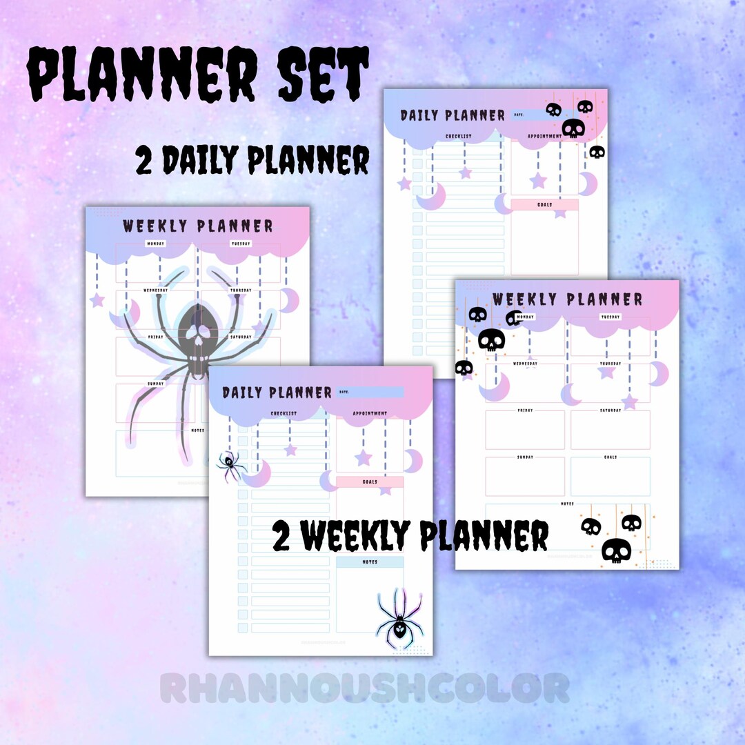 Spooky Daily Planner Weekly Planner | Spooky Summer Planner | Goth ...