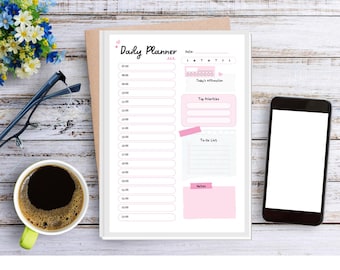 Cute Girly Pink Daily Planner To-do List Printout Instant Download ...
