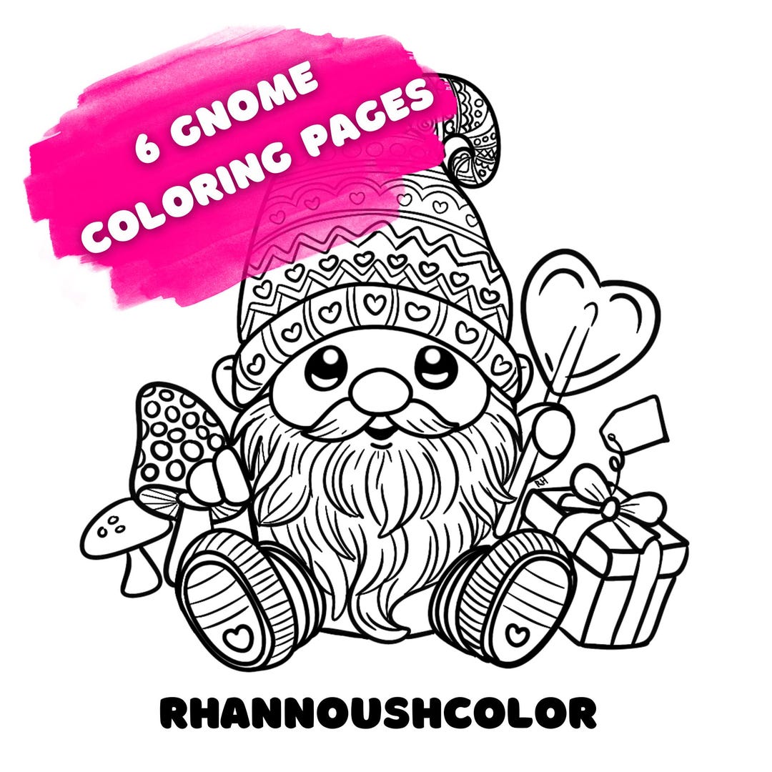 GNOME Valentine Coloring Pages for Adults for Women Printable 6 Bold ...