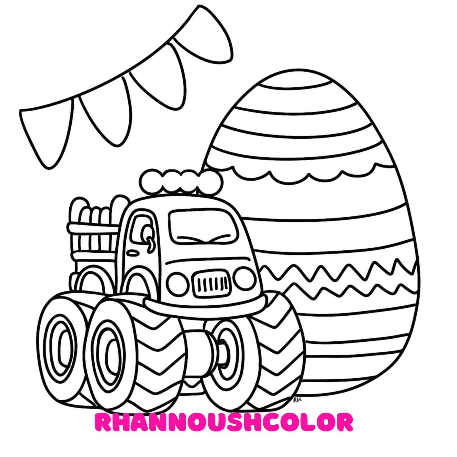 EASTER MONSTER TRUCK Coloring Pages for Boys for Kids Coloring Pages ...