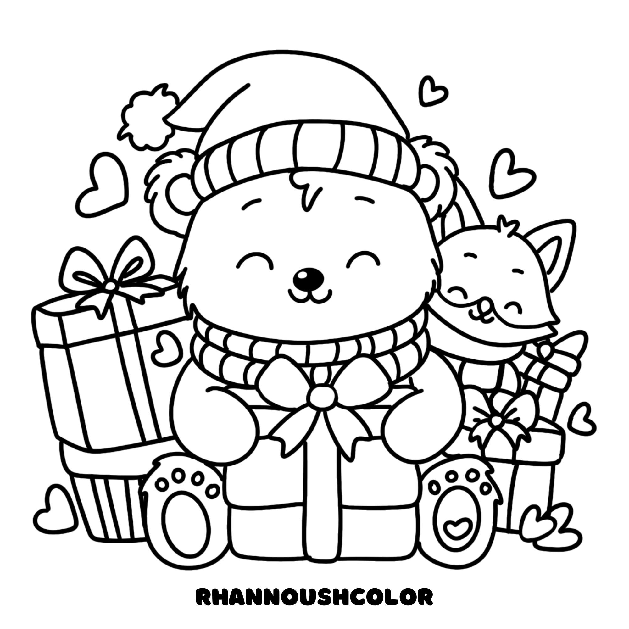 Cozy Christmas Friends Coloring Pages Printable Instant Download Animal ...