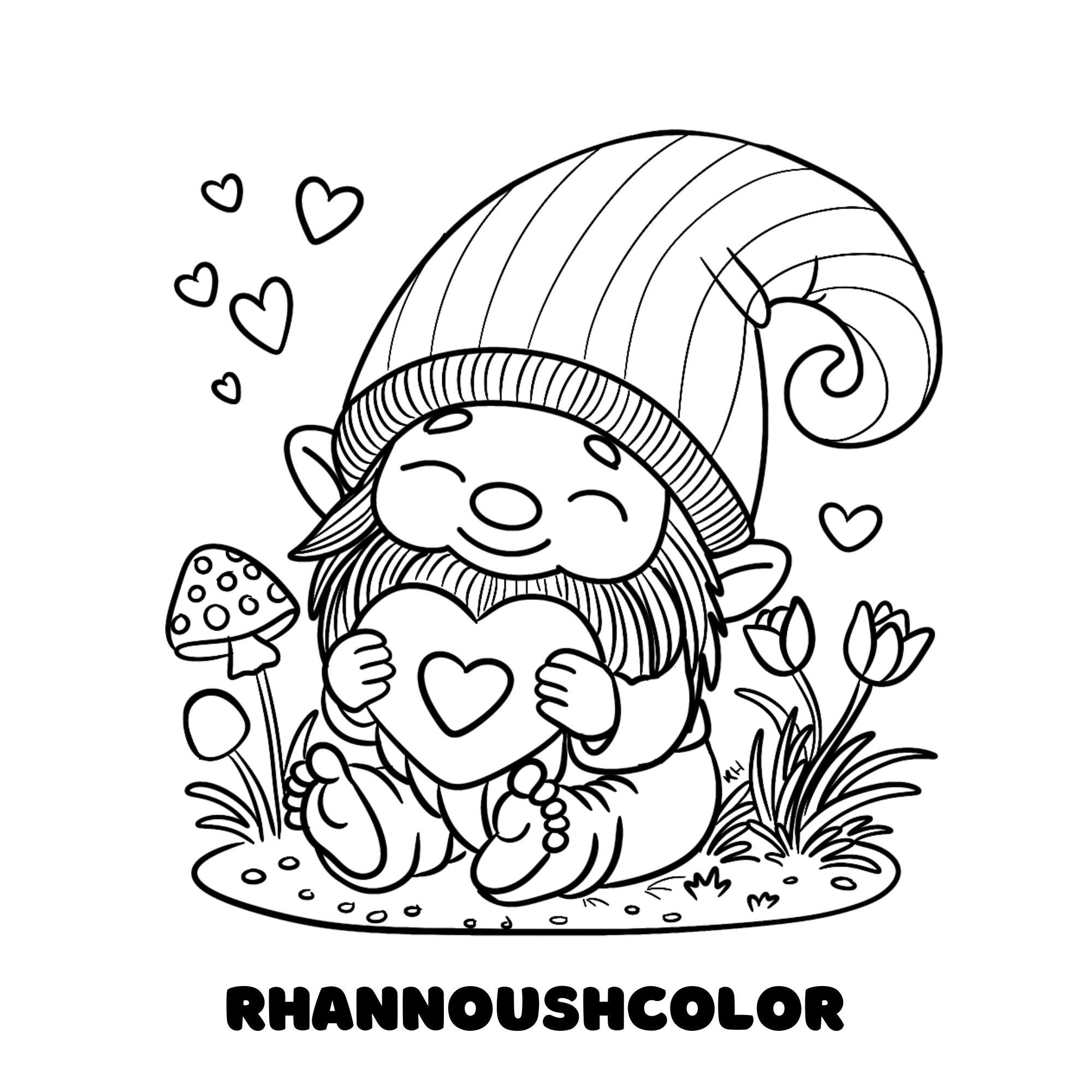 GNOME Valentine Coloring Pages for Adults for Women Printable 6 Bold ...