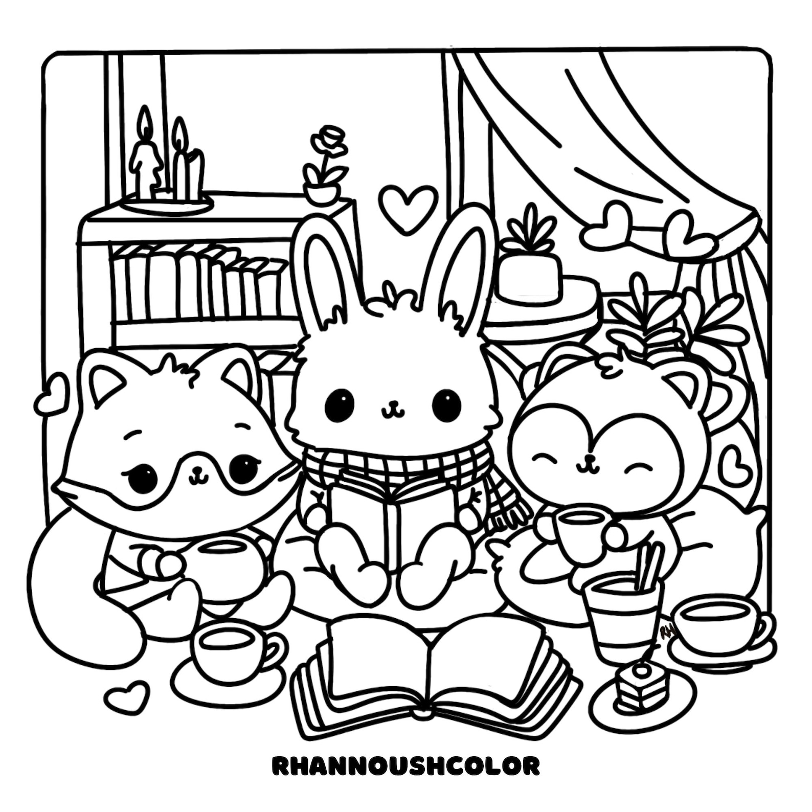 Cute and Cozy Friends Coloring Pages Printable Instant Download Animal ...