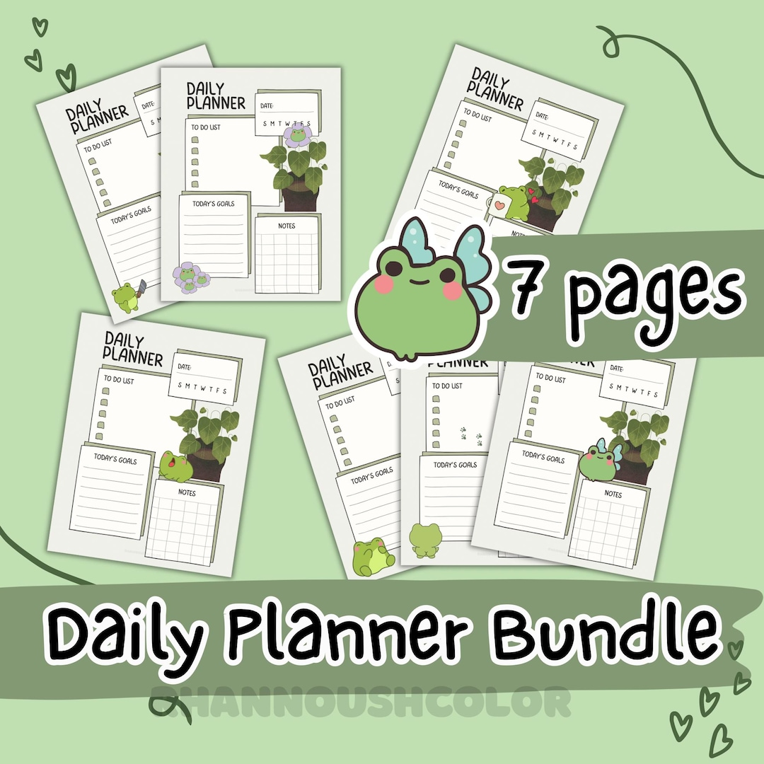 Daily Planner Printout Bundle | Printable Daily Planner Bundle | Cute ...
