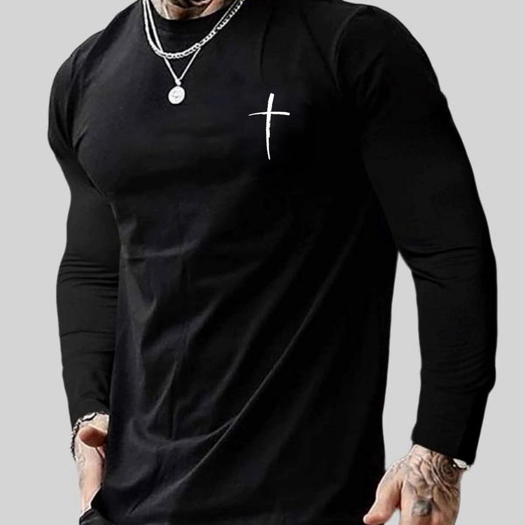Grunge Cross Logo Long Sleeve Shirt: Edgy Christian Apparel - Etsy