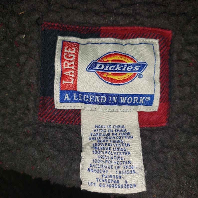 Vintage Dickies Red & Black Buffalo Plaid Flannel Shacket, Sherpa-lined ...